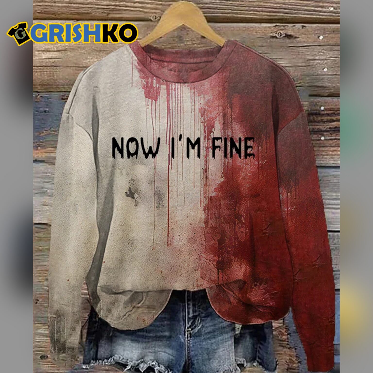 Men's Bloody Problem Solved Halloween Print T-Shirt - Grishko.com