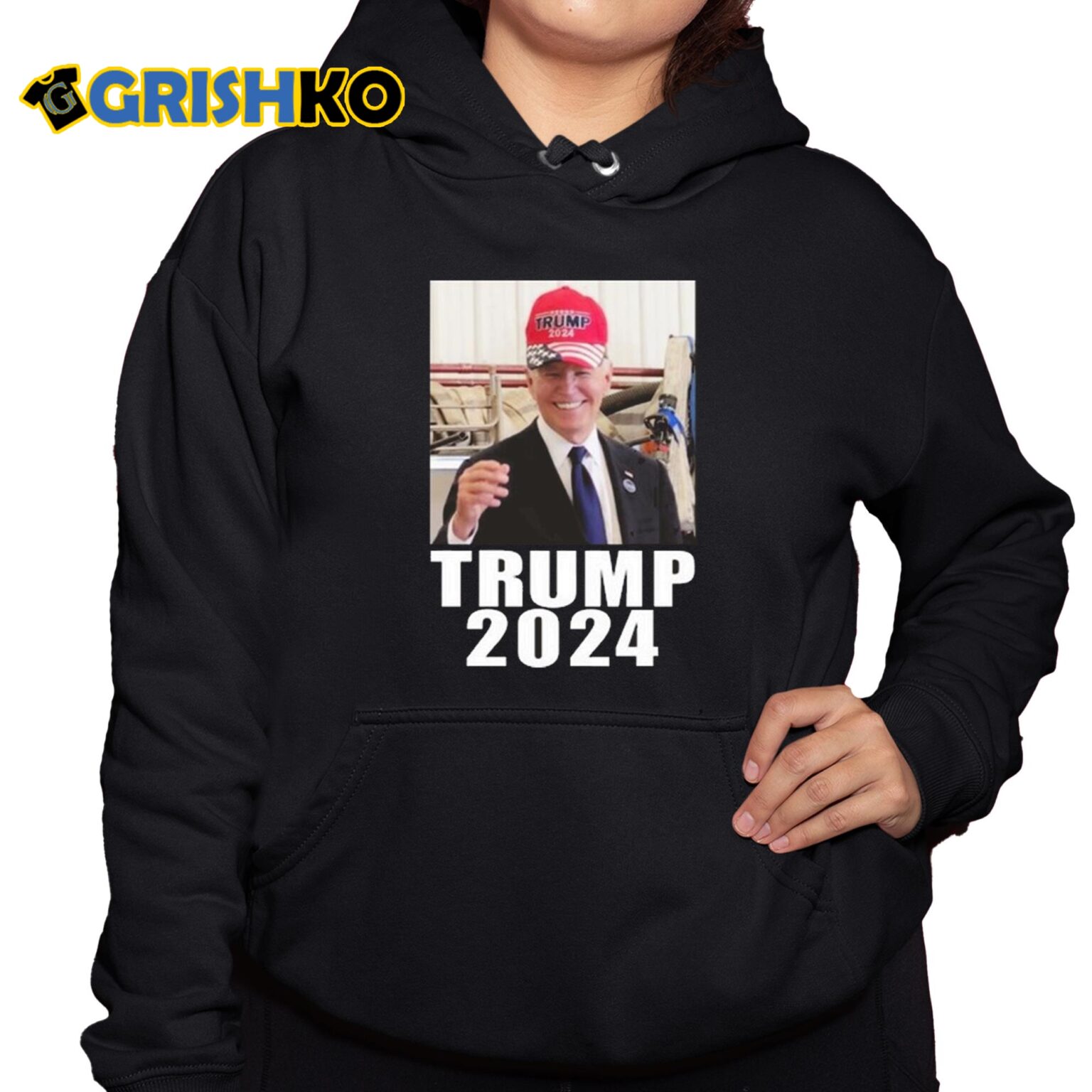 Joe Biden Wearing Trump Hat Shirt - Grishko
