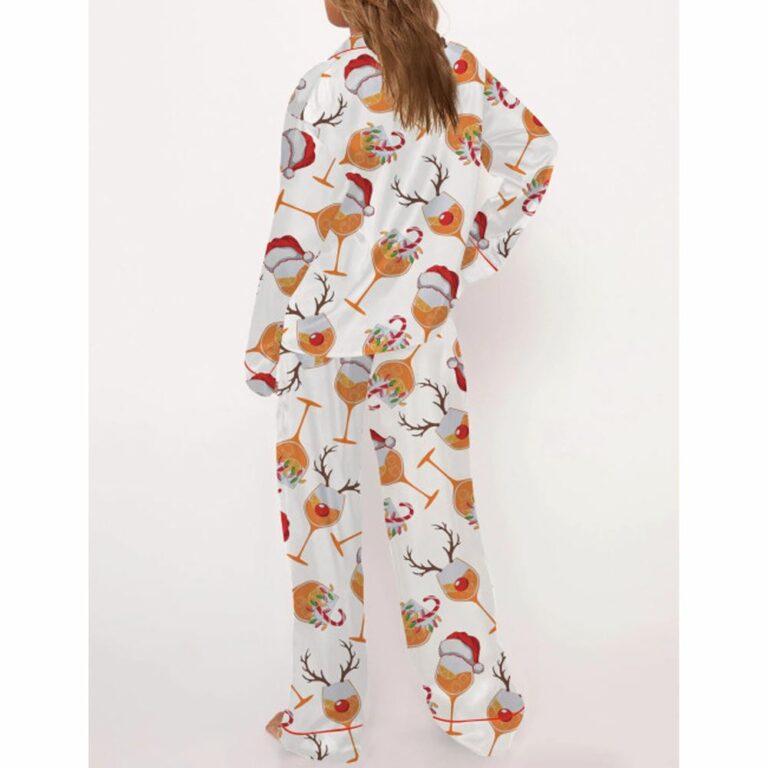 Aperol Spritz Christmas Satin Pajama Set For Women - Grishko.com